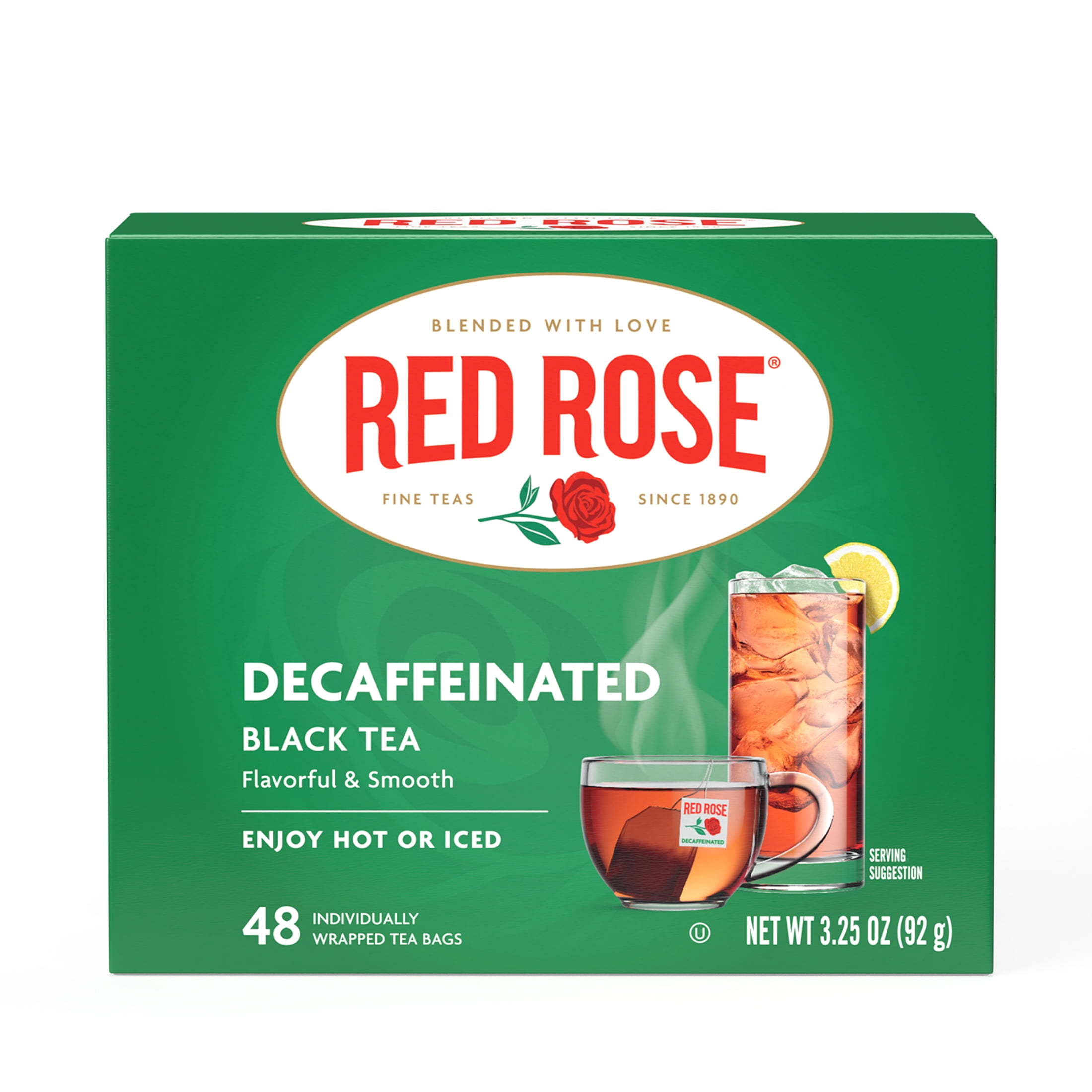 Red Rose Naturally Decaffeinated Black Tea, 48 Ct - Walmart.com