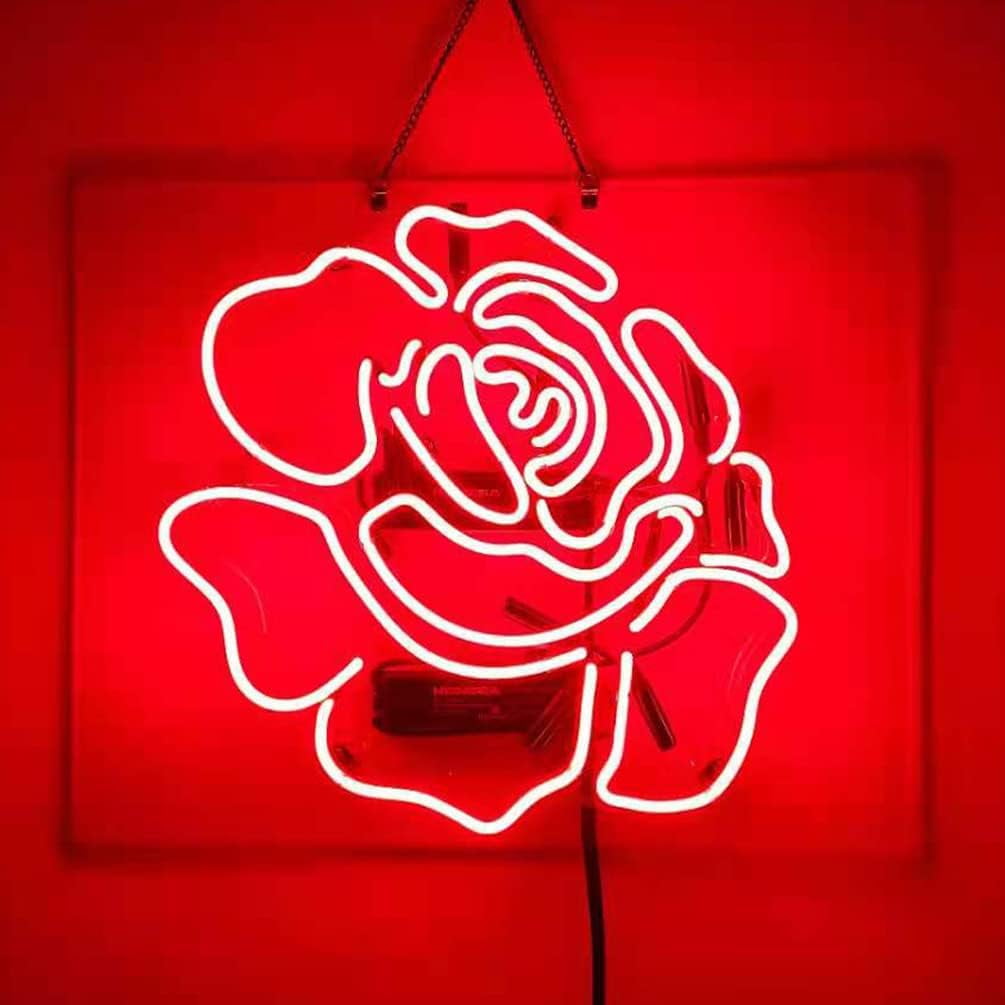 Red Rose Neon Sign Handmade Real Glass Neon Tube Neon Light For ...