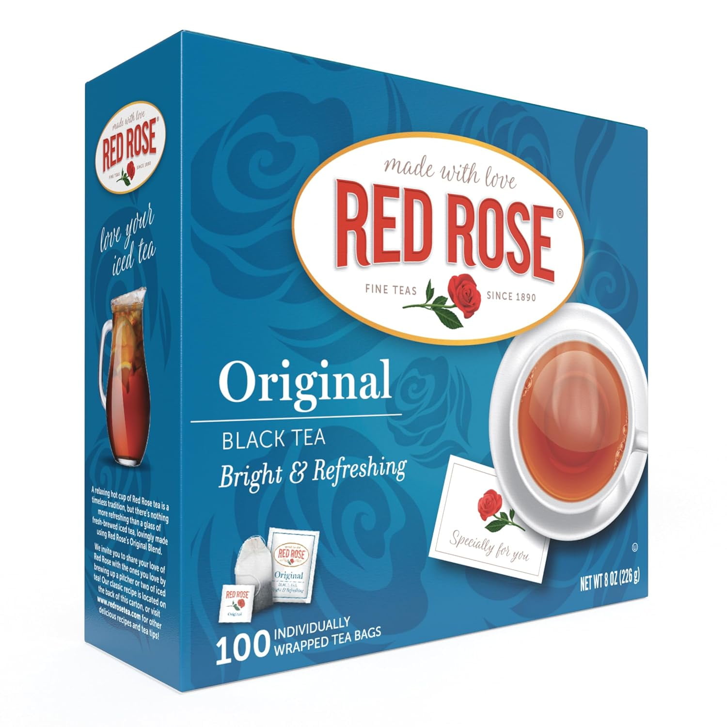 Red Rose Original Full Flavored Black Tea Bags, 8oz Box, Promotes ...