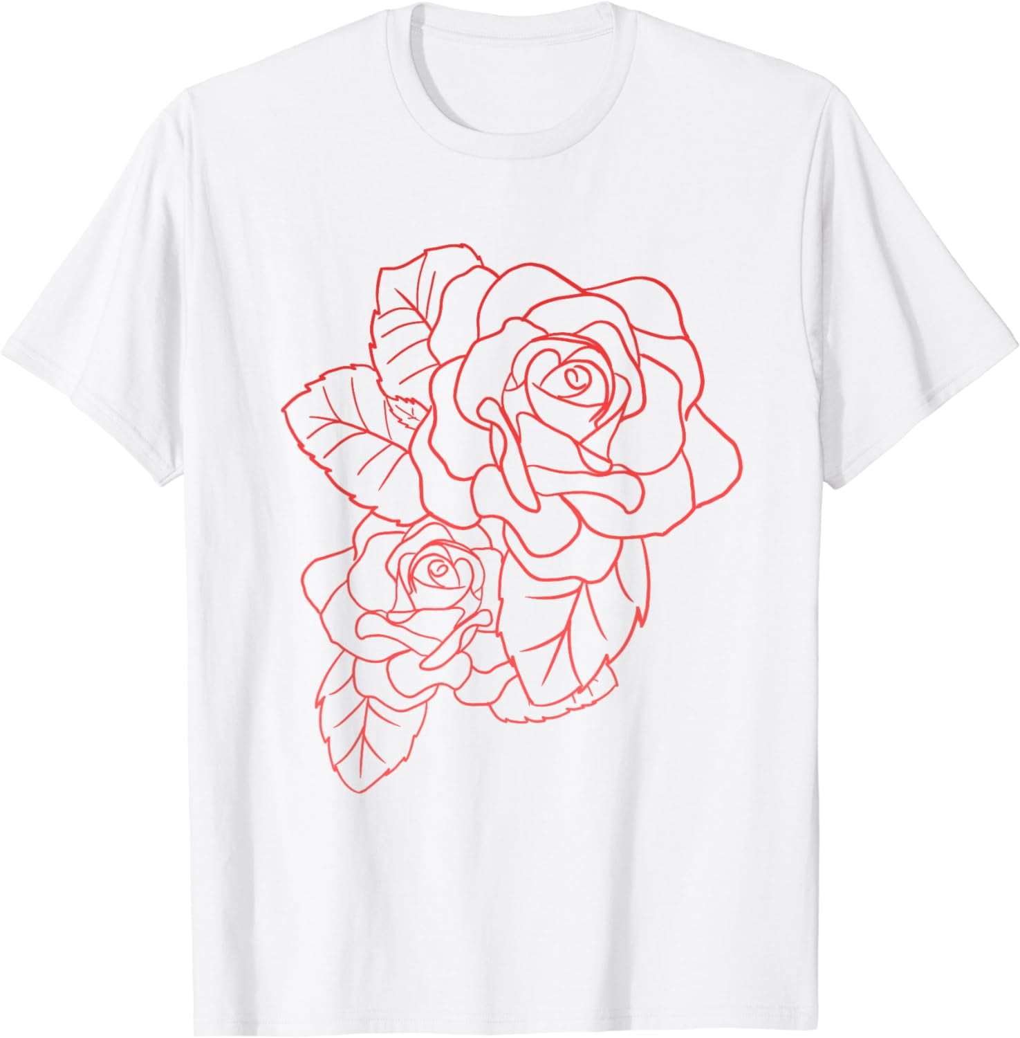 Red Rose Outline Cute Flower Floral Design Girls Gift T-Shirt - Walmart.com