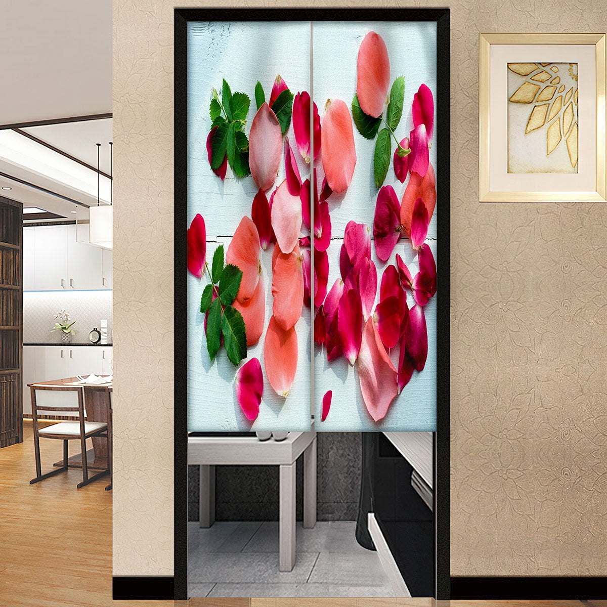 Red Rose Petals Door Curtain Household Kitchen Dust Proof Partition ...