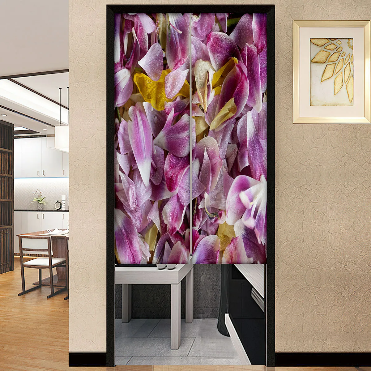 Red Rose Petals Door Curtain Household Kitchen Dust Proof Partition ...