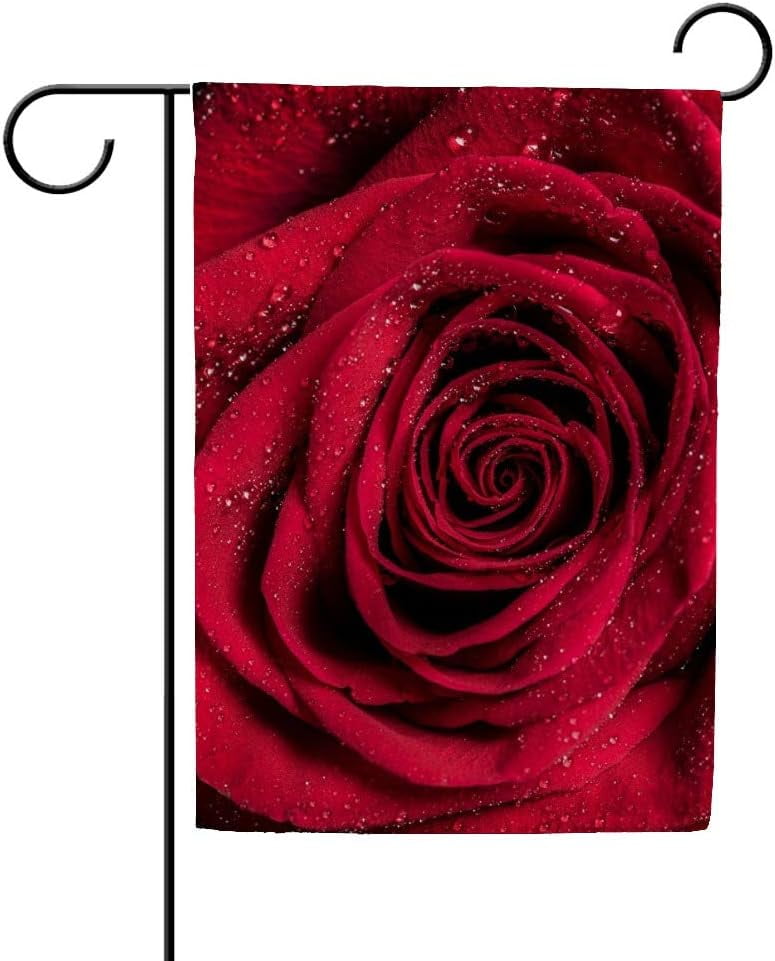 Red Rose Petals Garden Flag Yard Flag Vertical Double Sided Polyester ...