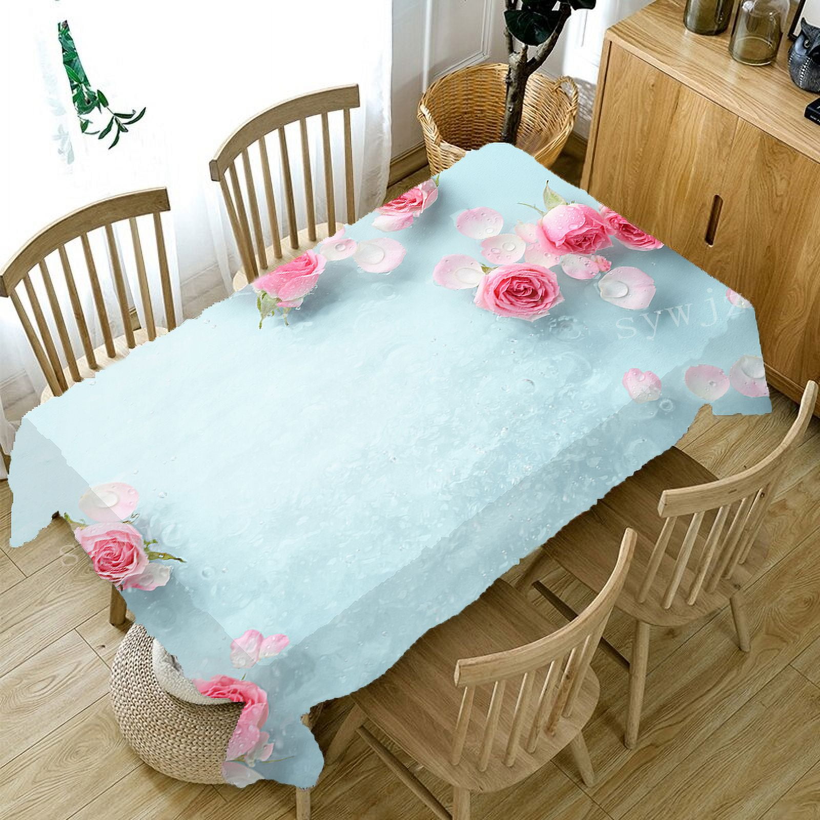 Red Rose Plant Pattern Tablecloth Oxford Cloth Rectangular Kitchen ...
