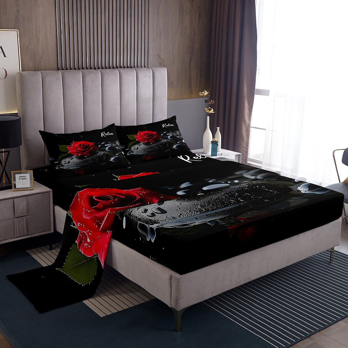 Red Rose Queen Sheets Romantic Rose Flower Sheet Set Rose Floral ...