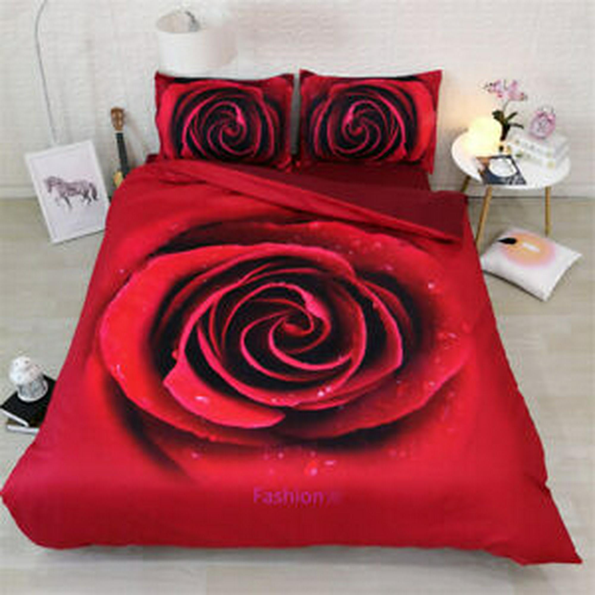 Red Rose Quilt Cover Set Bed Duvet/ - Walmart.com