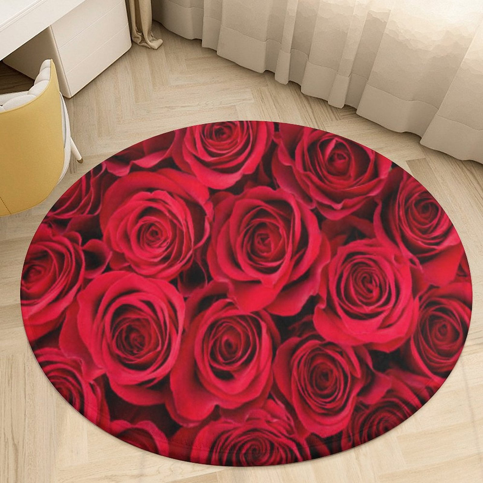 Red Rose Round Area Rugs for Bedroom Living Room, 6FT Soft Indoor ...