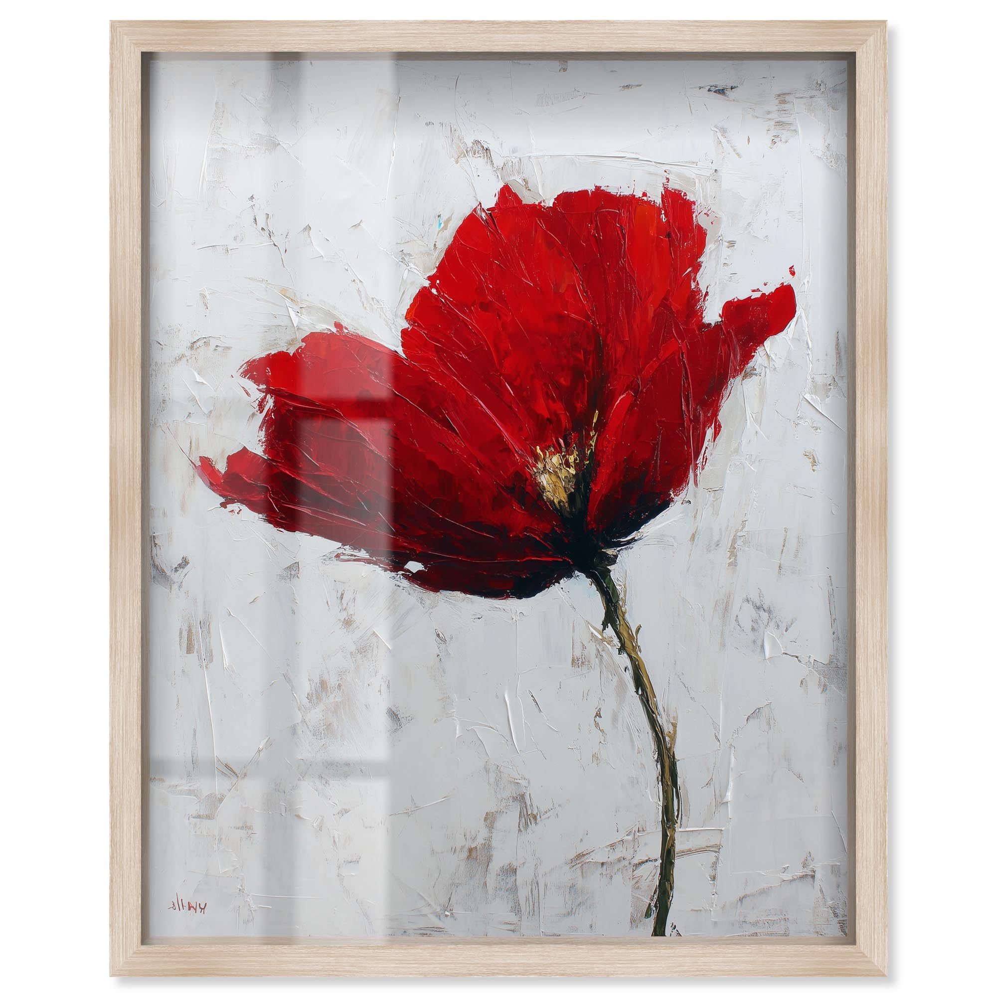 Red Rose Shadowbox Print Farmhouse Wall Art by Art Remedy, Blonde Frame ...