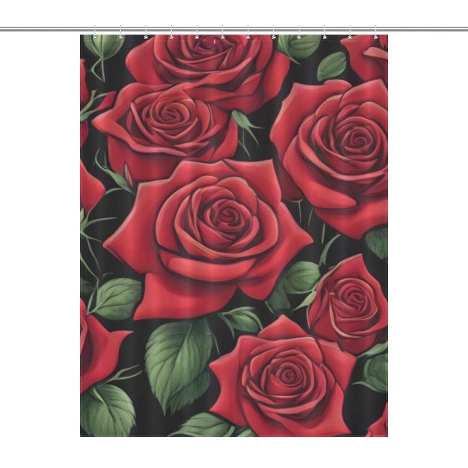 Red Rose Shower Curtain , Enchanted Forest Scenic Bathroom Decor Sets ...