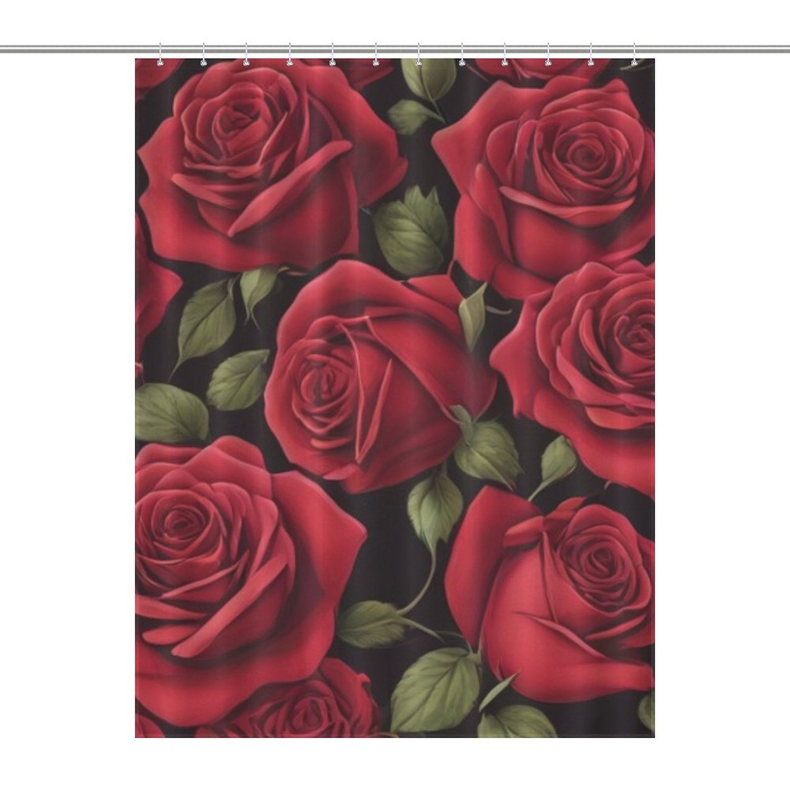 Red Rose Shower Curtains - Bath Shower Curtain Set with 12 Hooks for ...