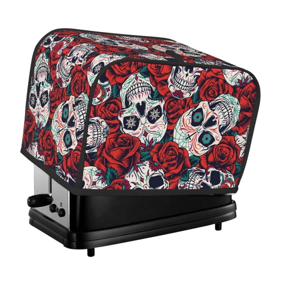Red Rose Skull Skulls Head 2 Slice Toaster Cover Bread Maker Dust ...
