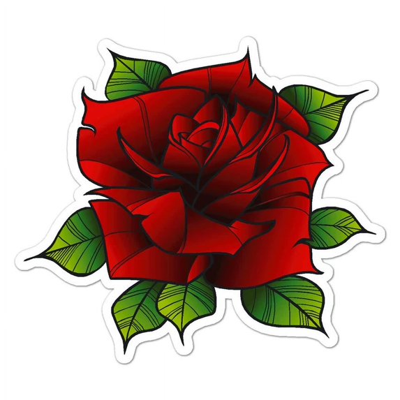 Red Rose Sticker Indoor Outdoor Phone Decal Water Bottle Stickers Car ...