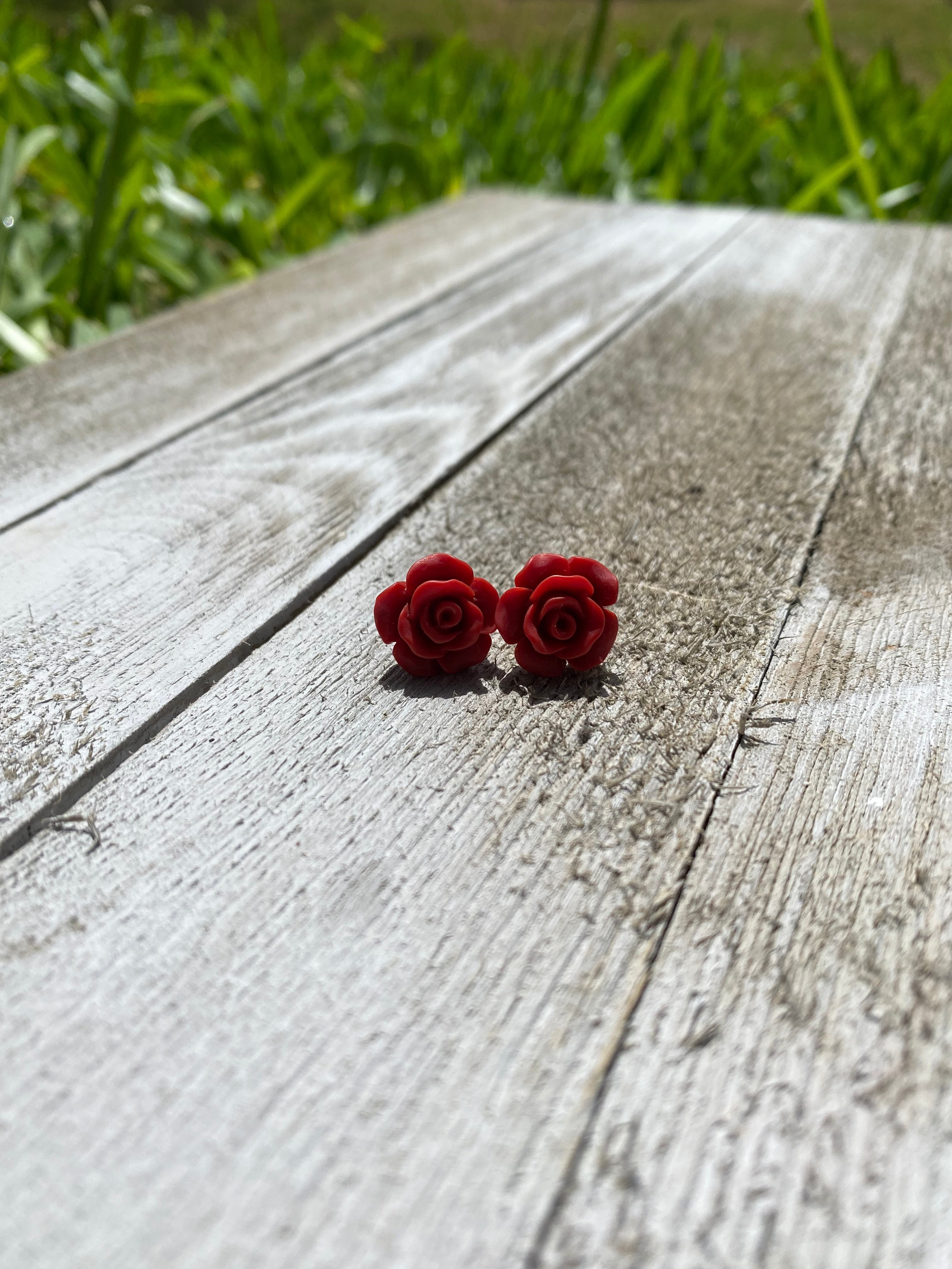 Red Rose Stud Earrings - Walmart.com