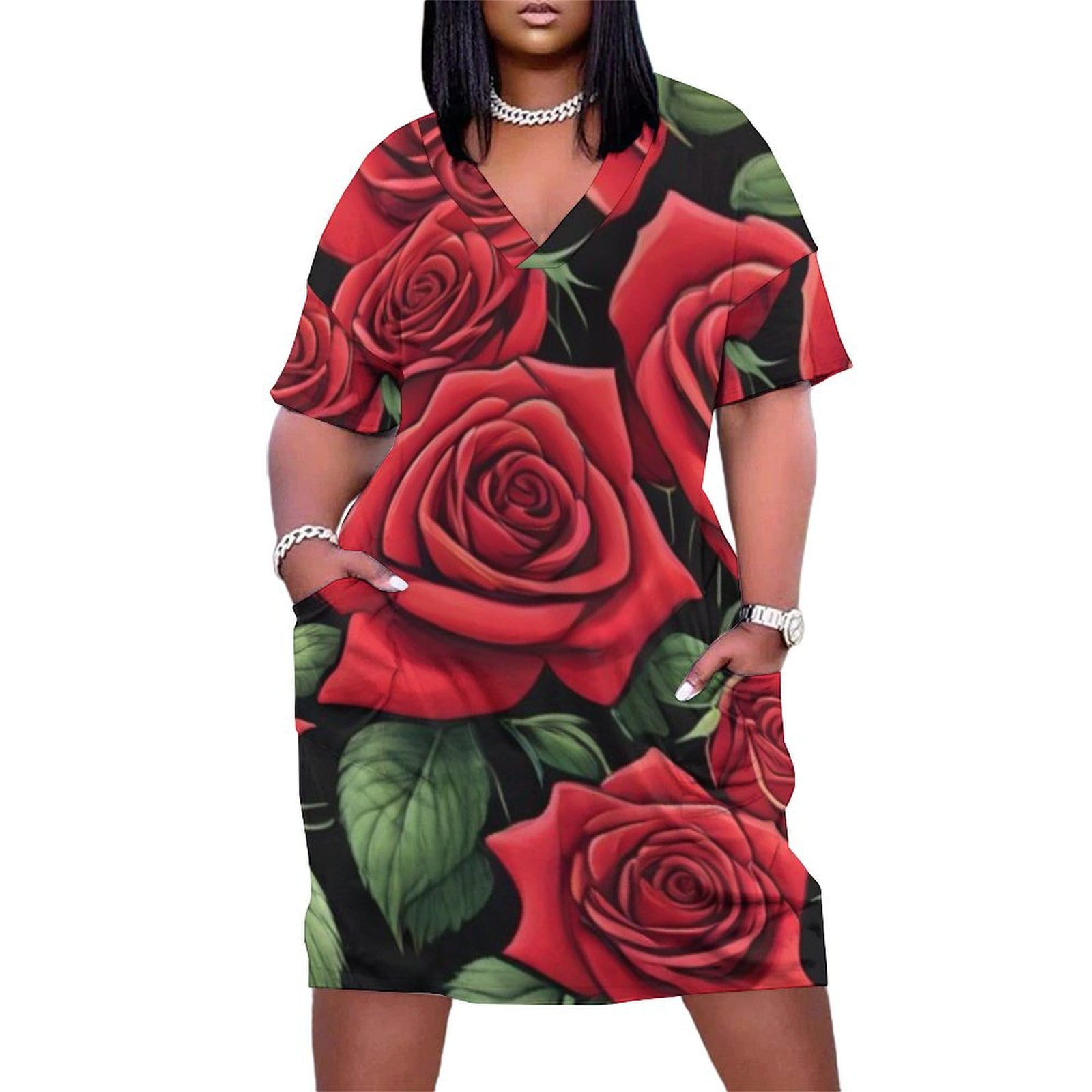 Red Rose Summer Dresses for Women Beach Boho - Walmart.com