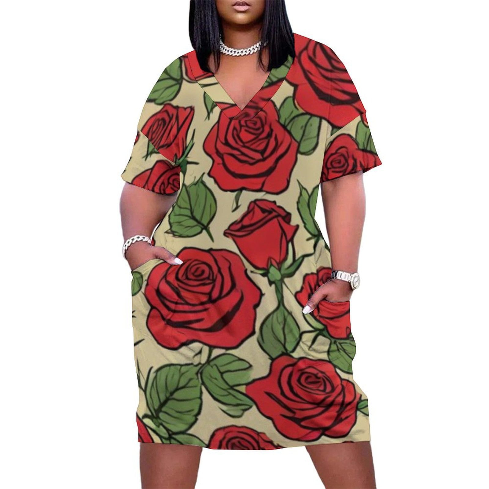 Red Rose Summer Dresses for Women Beach Boho - Walmart.com