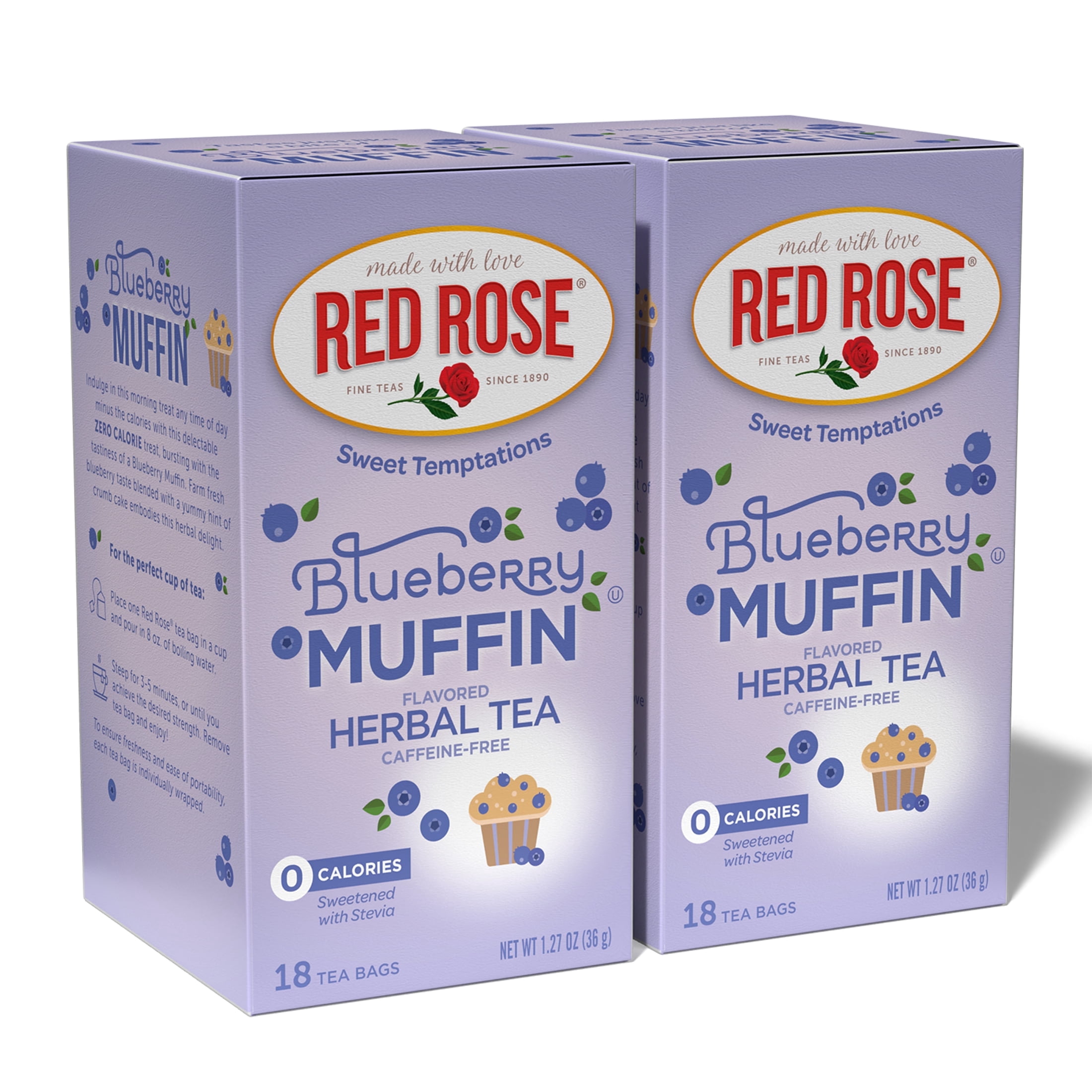 Red Rose Dessert Herbal Tea, Blueberry Muffin Flavor, 18 Count, Pack of ...