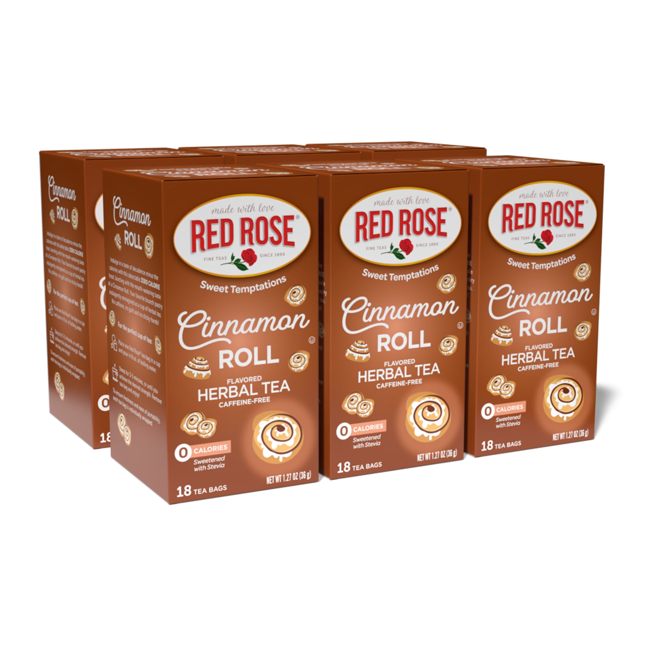 Red Rose Dessert Tea, Cinnamon Roll Flavor, Zero Sugar, Zero Calories ...