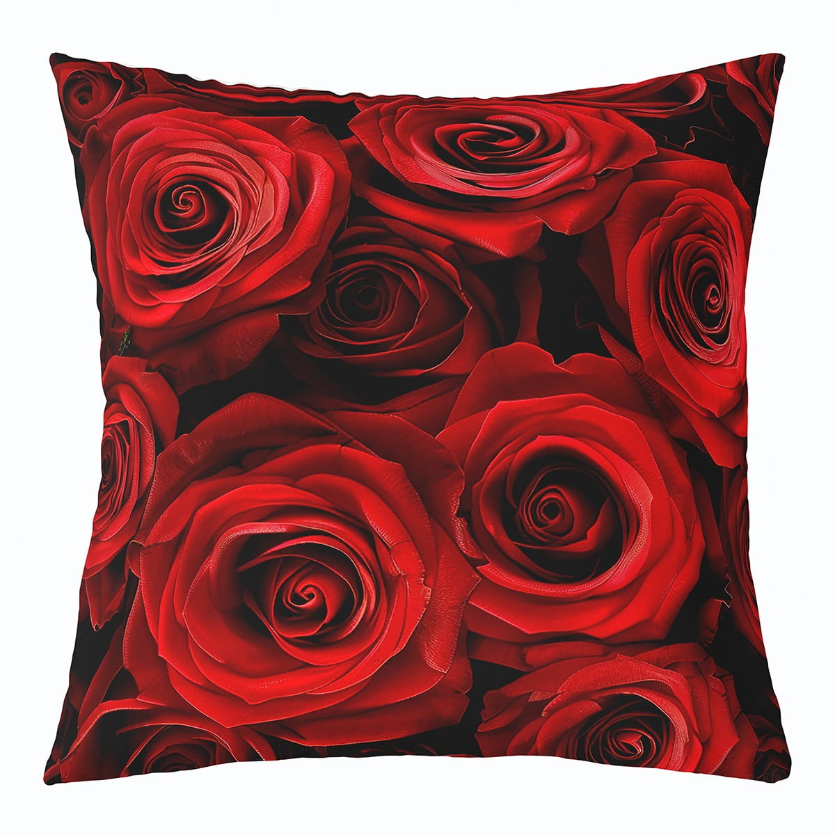 Red Rose Throw Pillow Cover 24x24 Inch, Ombre Red Black Floral Pillow ...