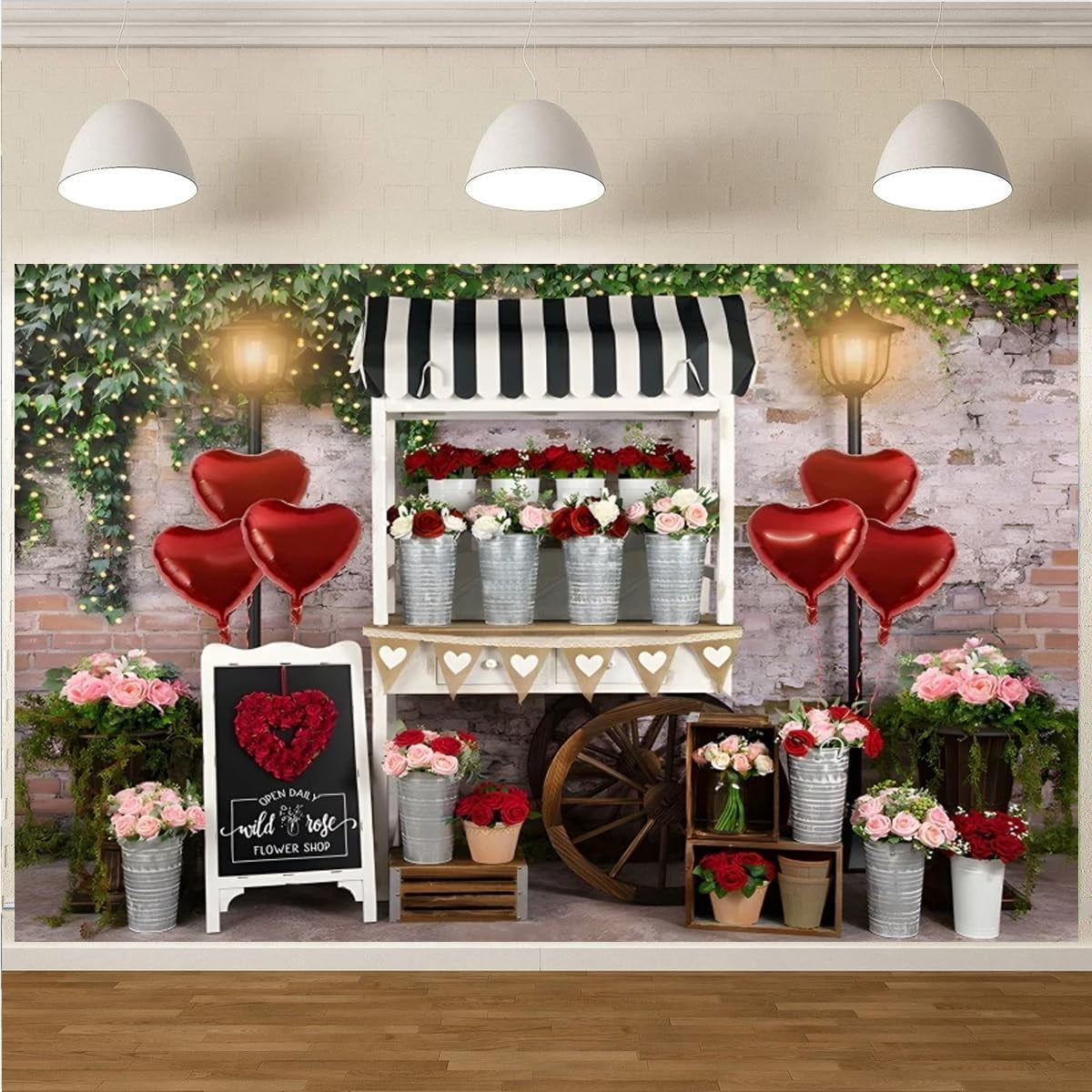 Red Rose Valentine's Day Flower Store Backdrop for Photoshoot Wedding ...