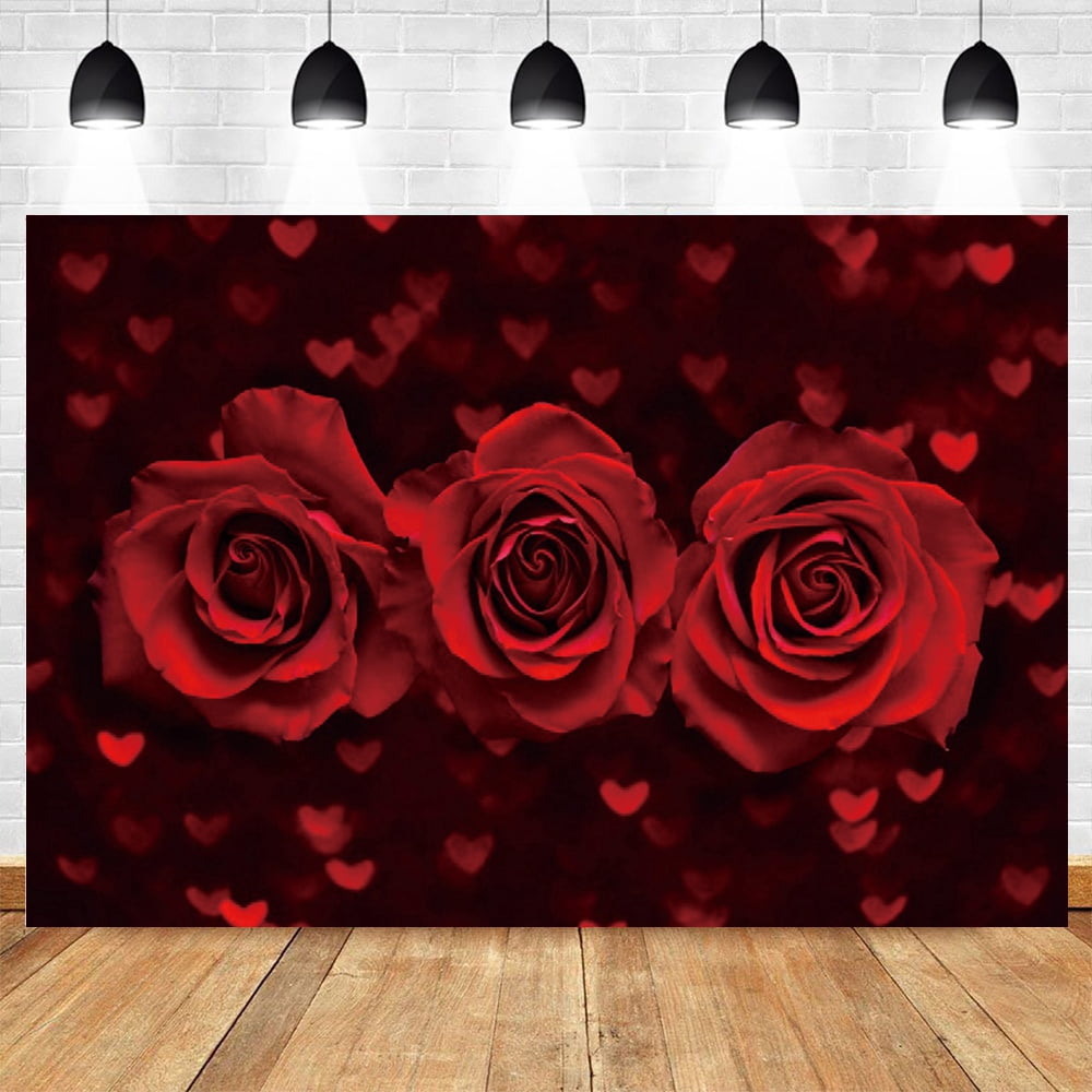 Red Rose Valentine's Day Photography Backdrop Red Love Heart Romantic ...