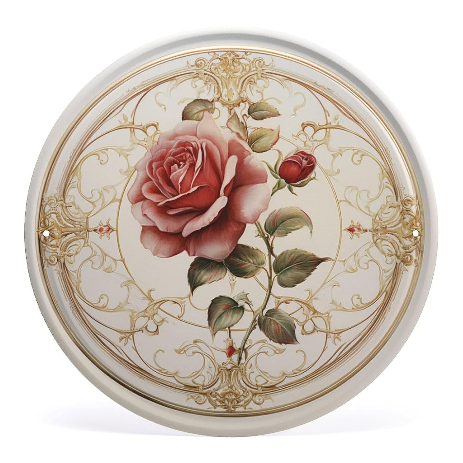 Red Rose Victorian-inspired Illustrations Round Metal Tin Sign Banquet ...
