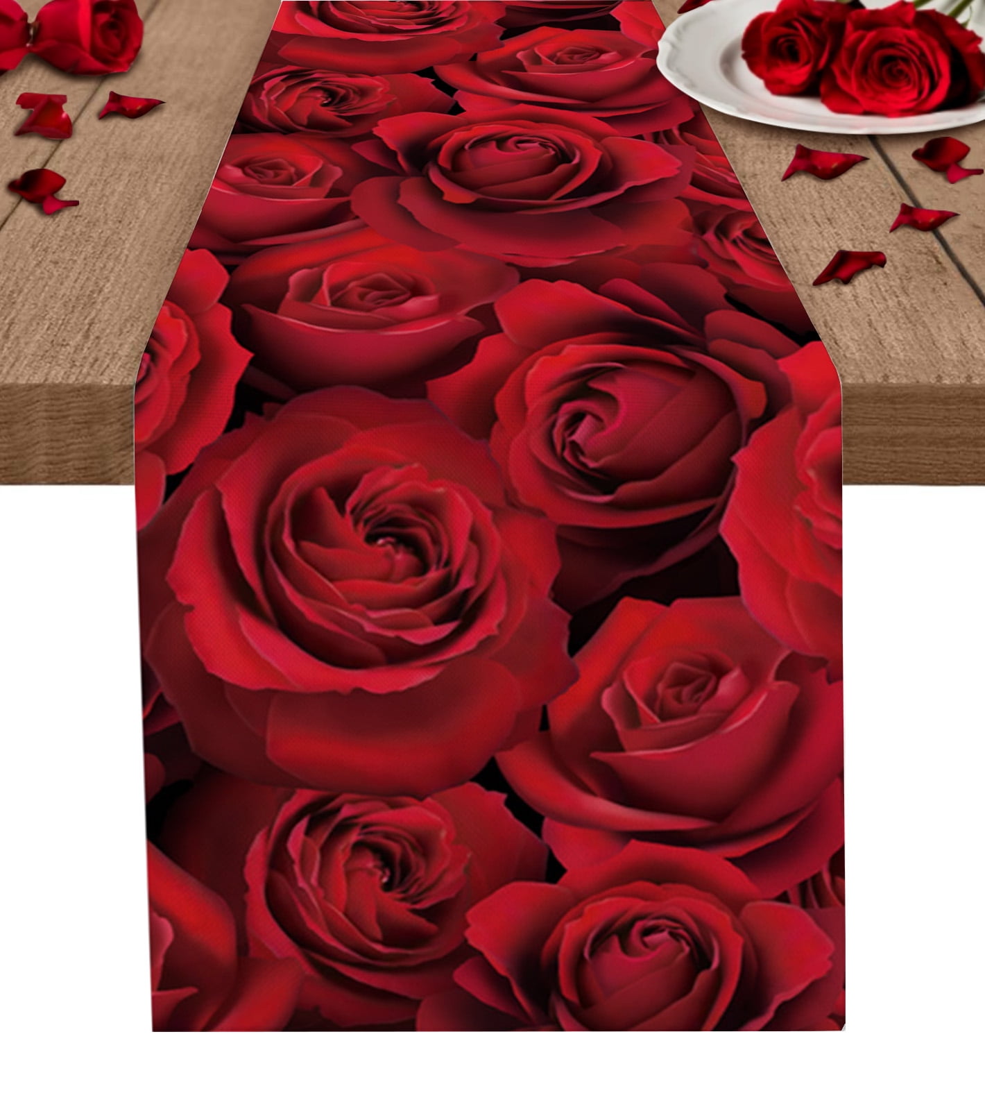 Red Rose Vine Table Runner for Dining Table Wedding ration Tablecloth ...