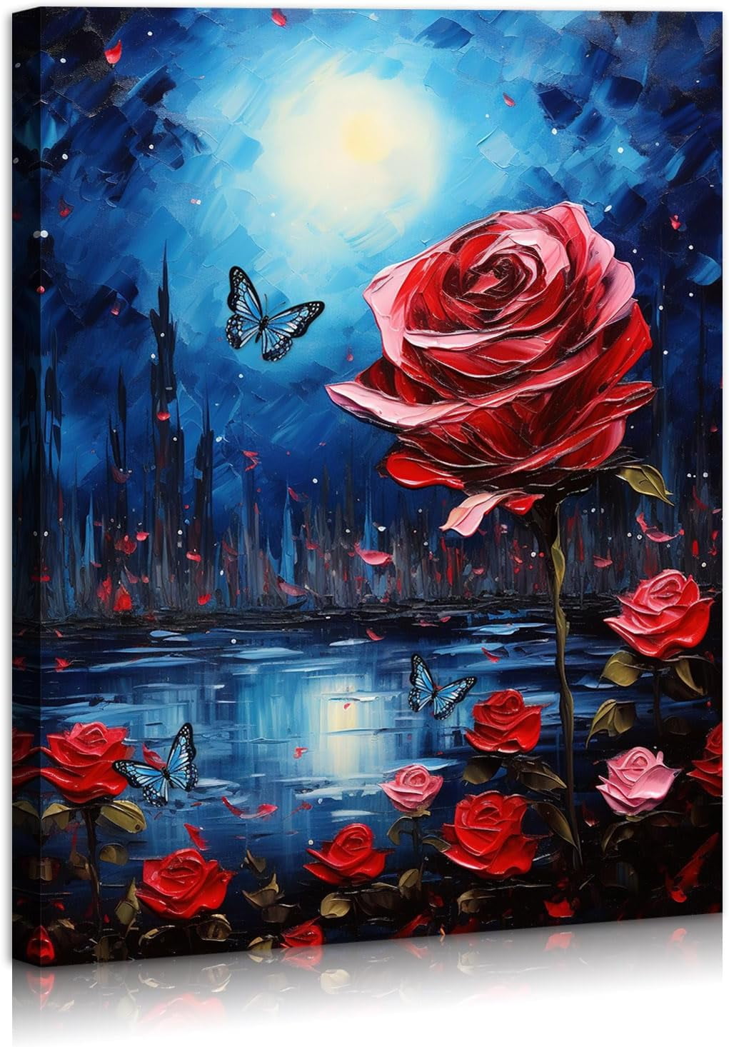 Red Rose Wall Art Paintings Flower Prints Pictures Wall Decor Blue ...