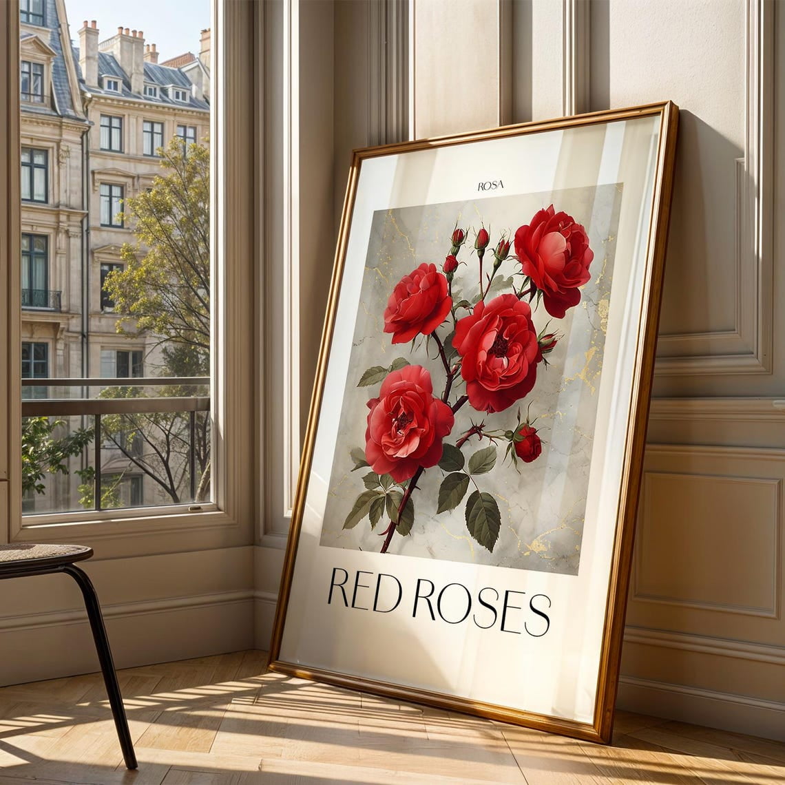 Red Rose Wall Art, Romantic Floral Art Minimalist Nature Decor, Modern ...