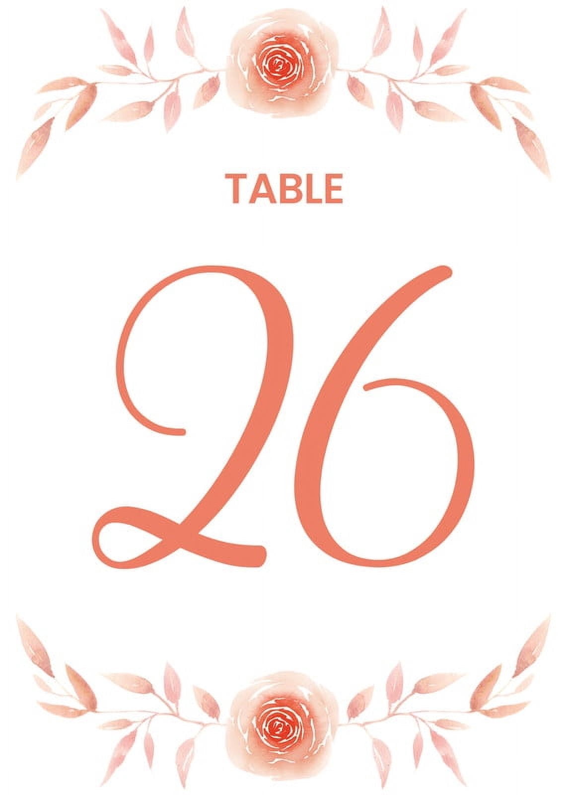 Red Rose Wedding Table Number Cardss 1-100 Double Sided For Reception ...