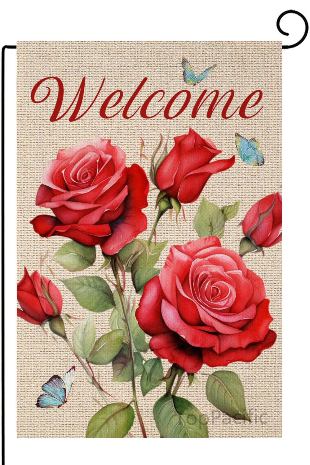 Red Rose Welcome Spring Summer Flowers Garden Flag Double Sided, Flower ...