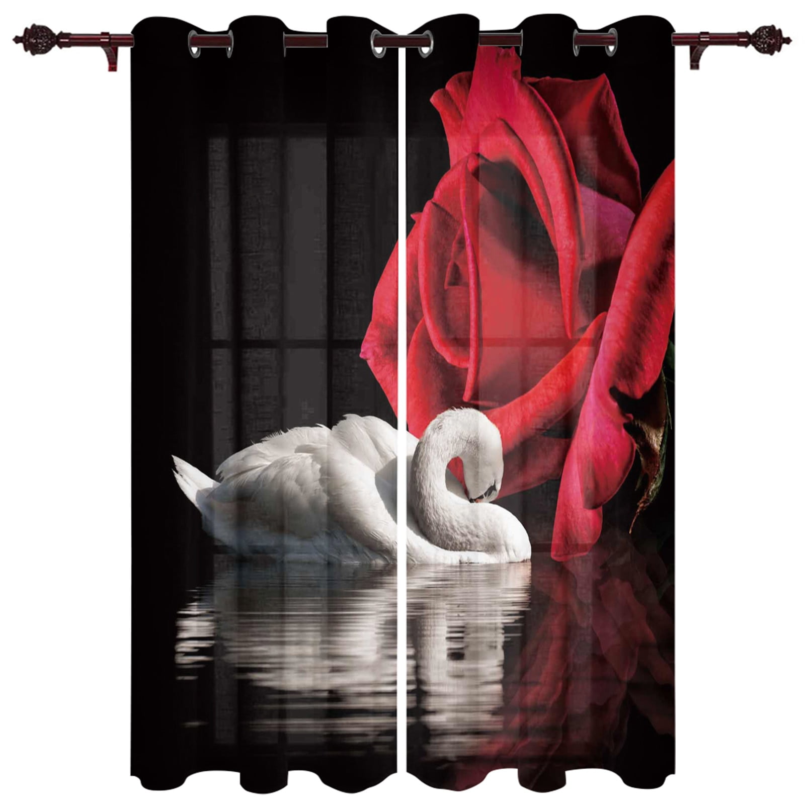 Red Rose Window Curtain for Living Room Bedroom Drapes Home Decor ...