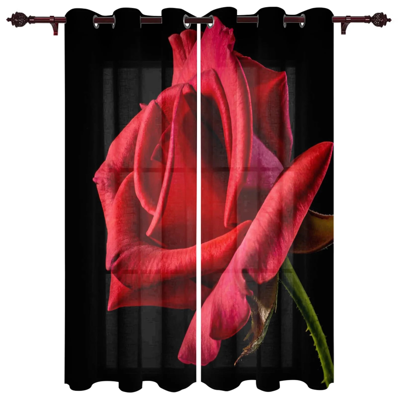 Red Rose Window Curtain for Living Room Bedroom Drapes Home Decor ...