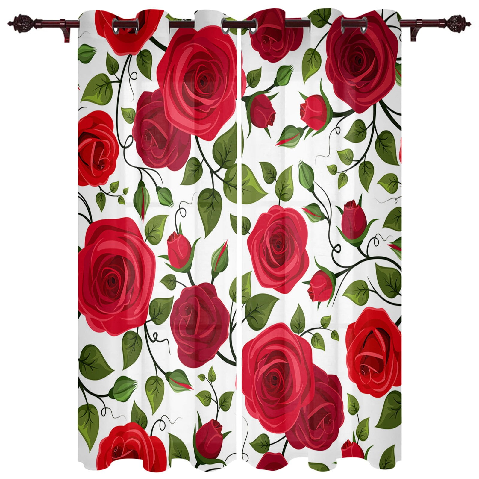 Red Rose Window Curtain for Living Room Bedroom Drapes Home Decor ...