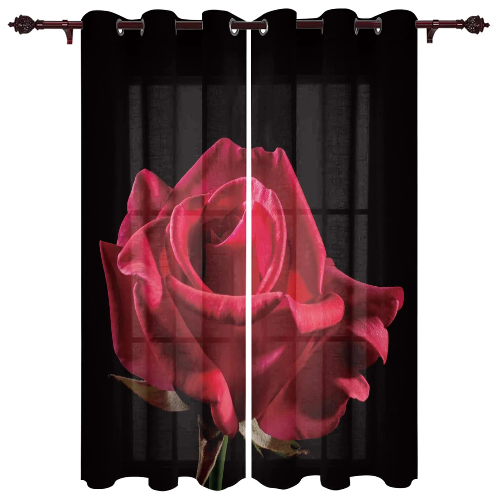 Red Rose Window Curtain for Living Room Bedroom Drapes Home Decor ...
