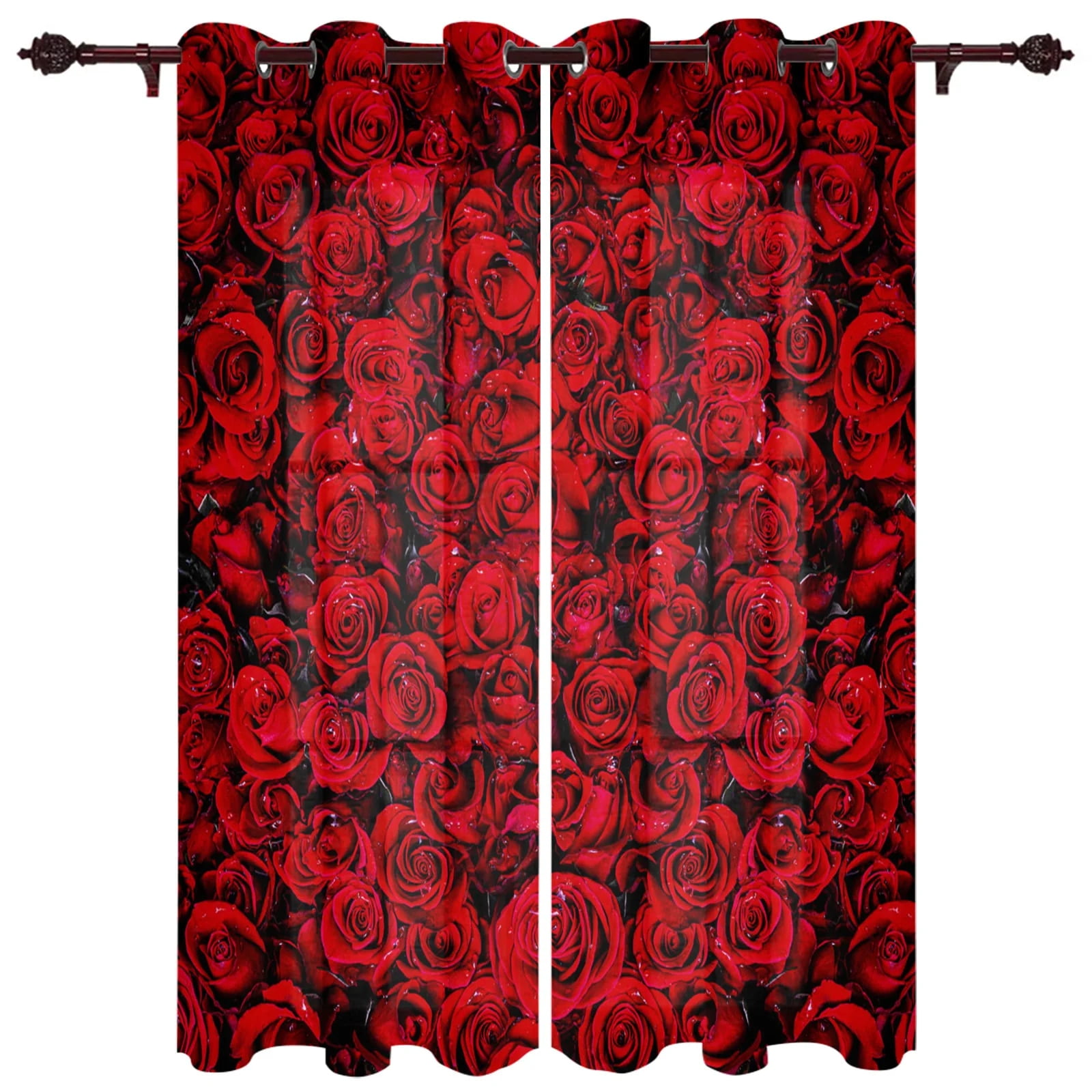 Red Rose Window Curtain for Living Room Bedroom Drapes Home Decor ...