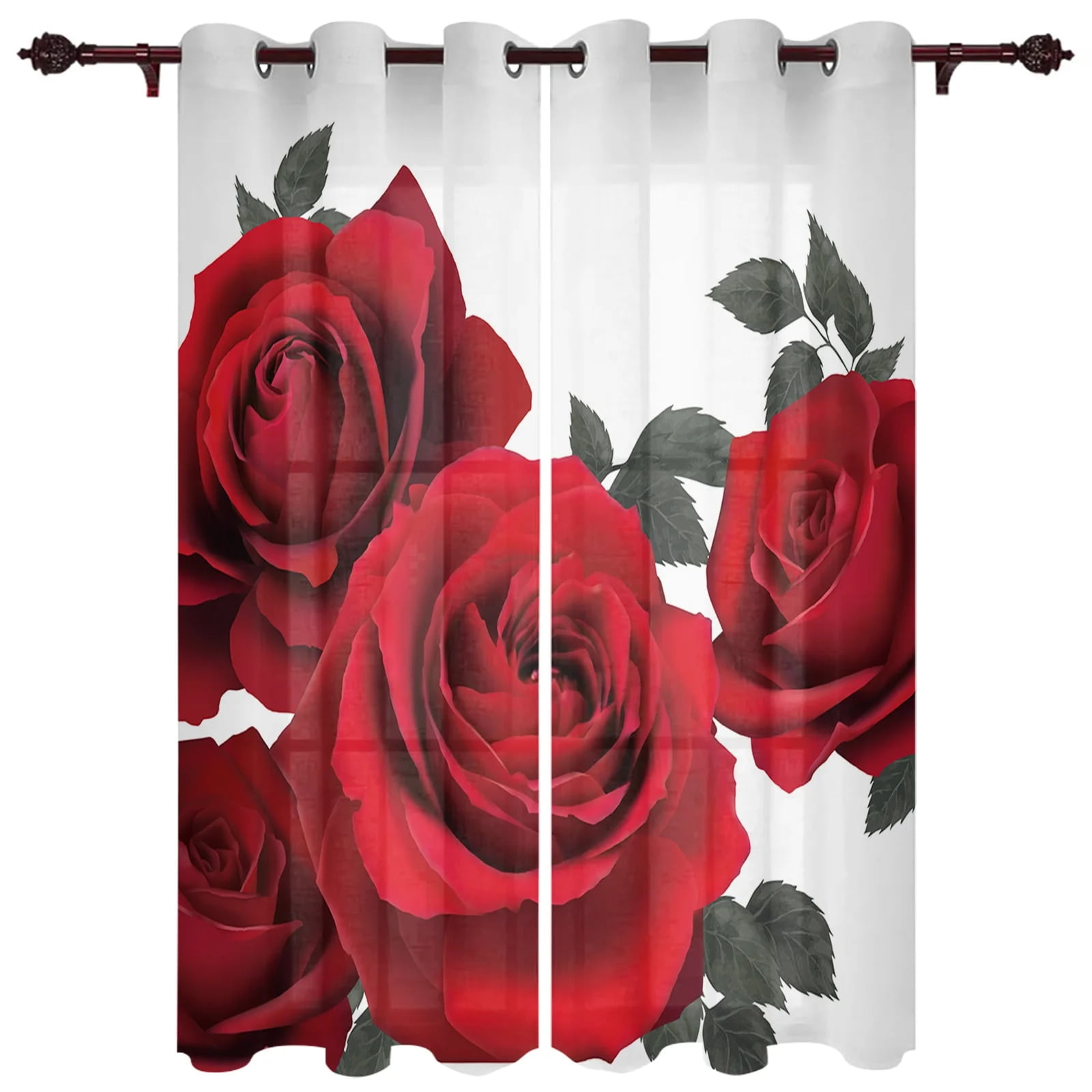 Red Rose Window Curtain for Living Room Bedroom Drapes Home Decor ...