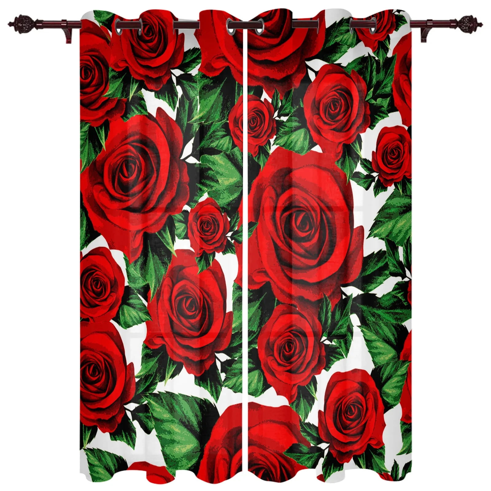 Red Rose Window Curtain for Living Room Bedroom Drapes Home r Kitchen ...