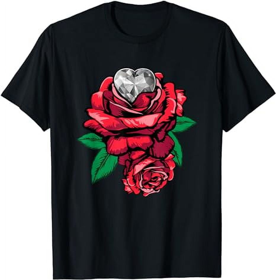 Red Rose With A Diamond - Garden Gardener Rose T-Shirt - Walmart.com