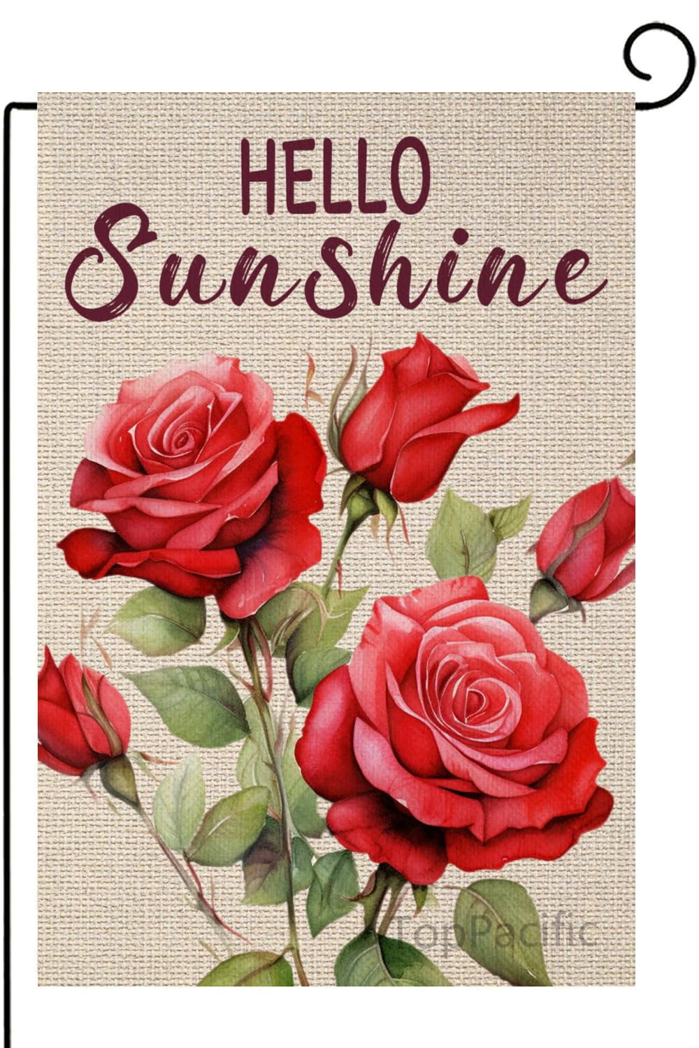 Red Rose Yard Flag Hello Sunshine Summer Garden Flag Floral Double ...