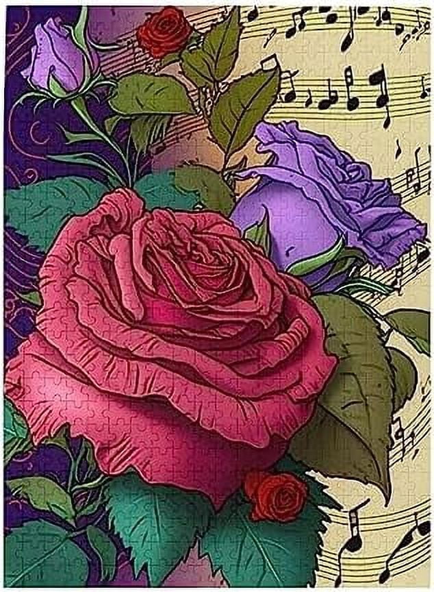 Red Rose and Purple Rose Notes Picture Puzzle 300 Piece Jigsaw Puzzle ...