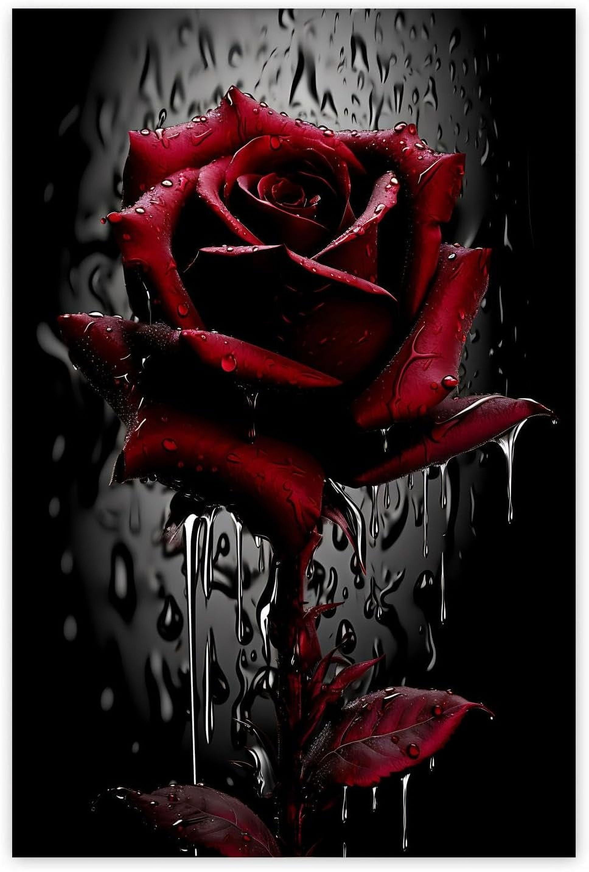 Red Rose with Leaves and Rain Drops Puzzles for Adults 1000 Pieces ...