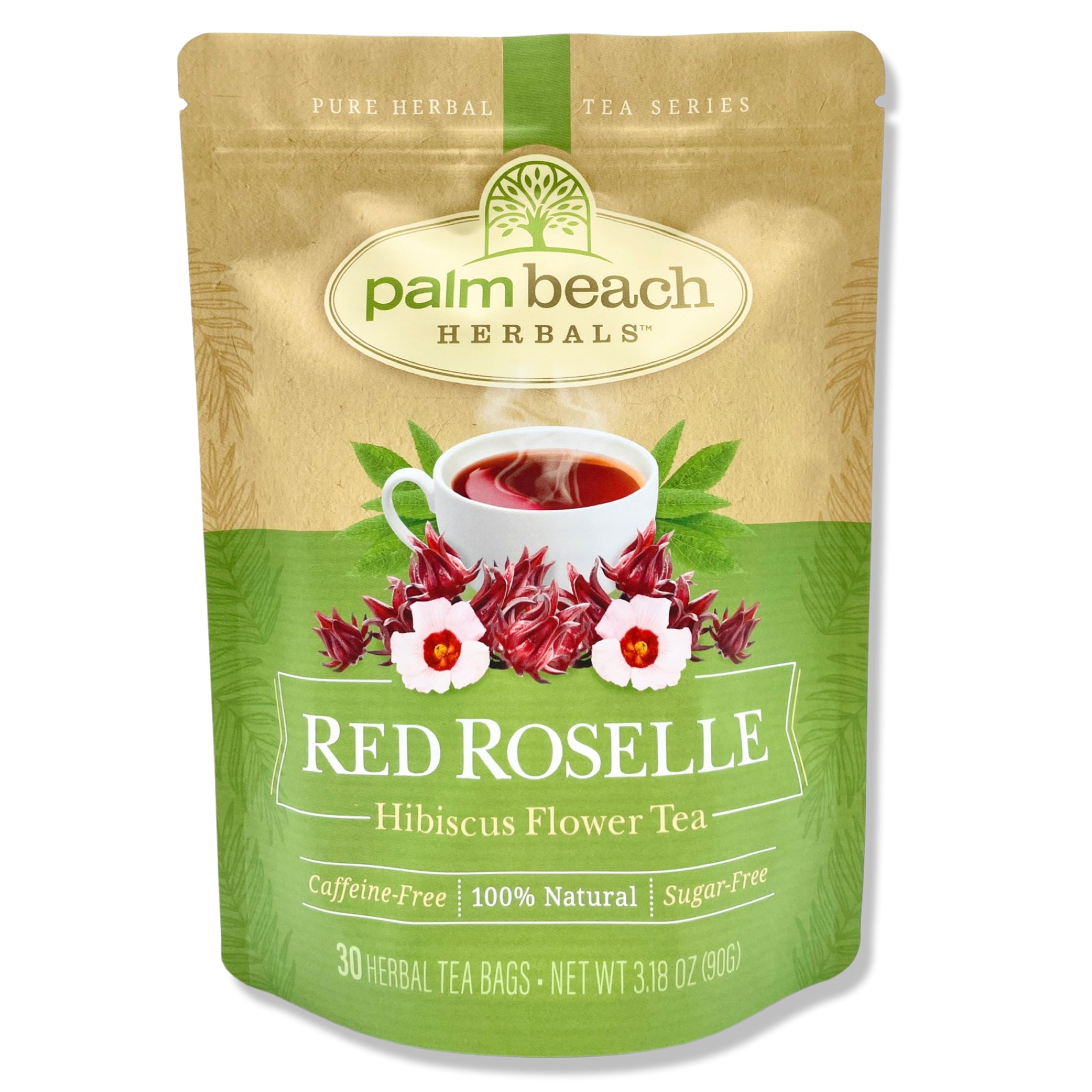 Palm Beach Herbals Red Roselle Hibiscus Flower Tea, Tart Cranberry ...