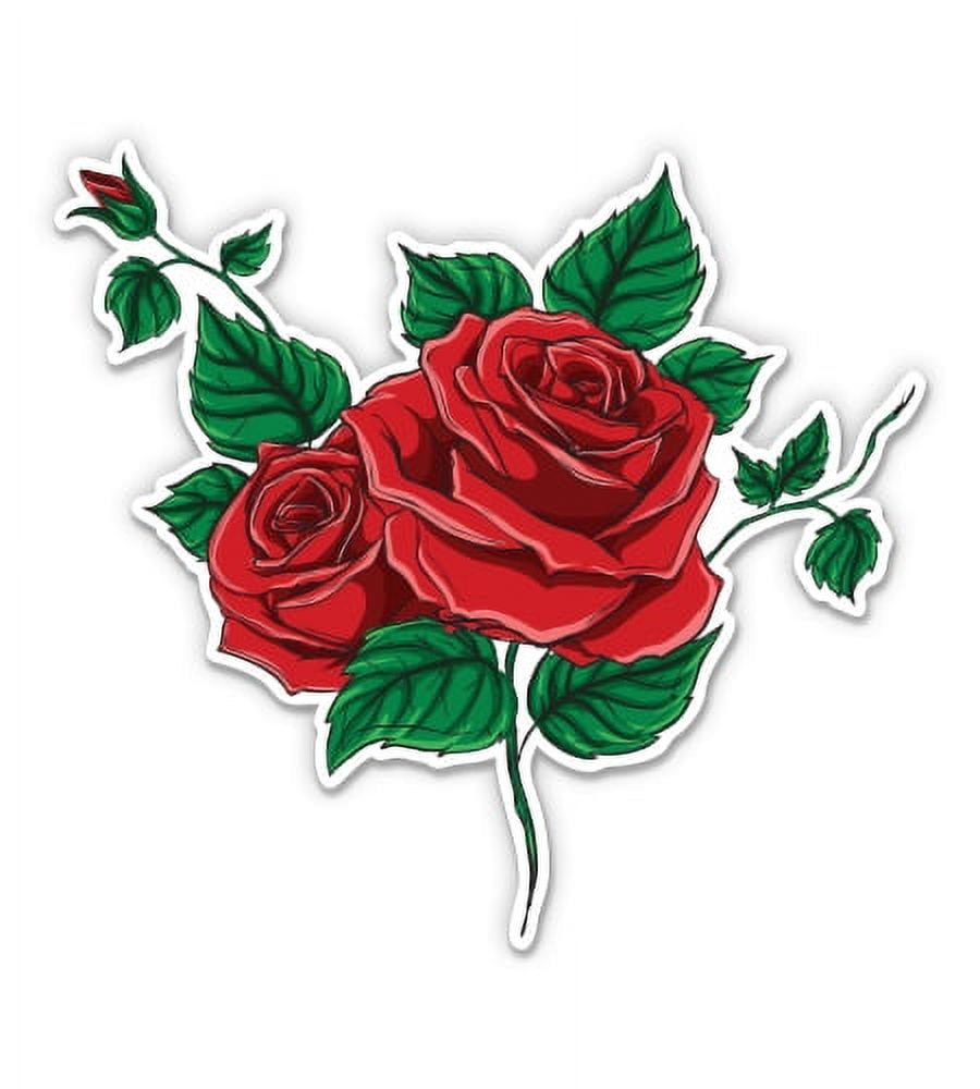 Red Roses - 8" Vinyl Sticker - For Car Laptop I-Pad - Waterproof Decal ...