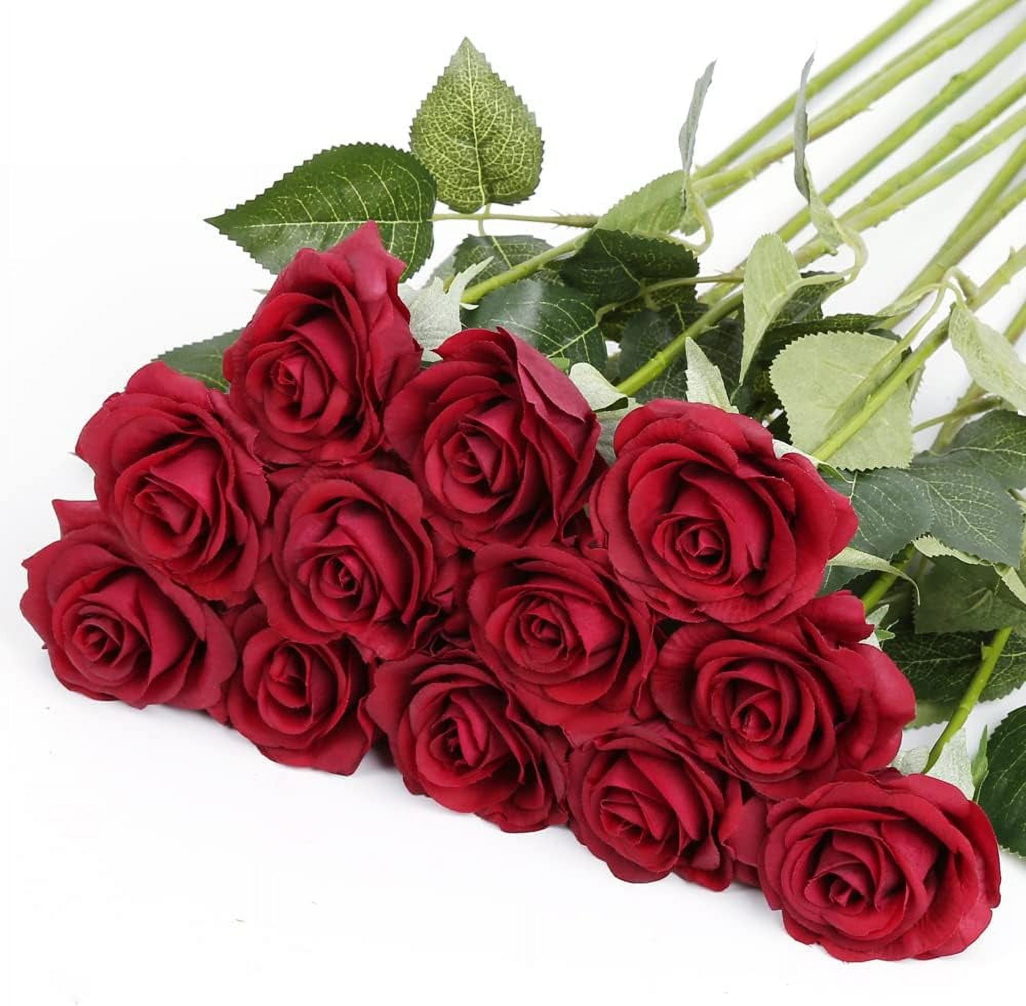 Red Roses Artificial Flowers Dark Red Roses Bulk Flowers Real Touch Red ...