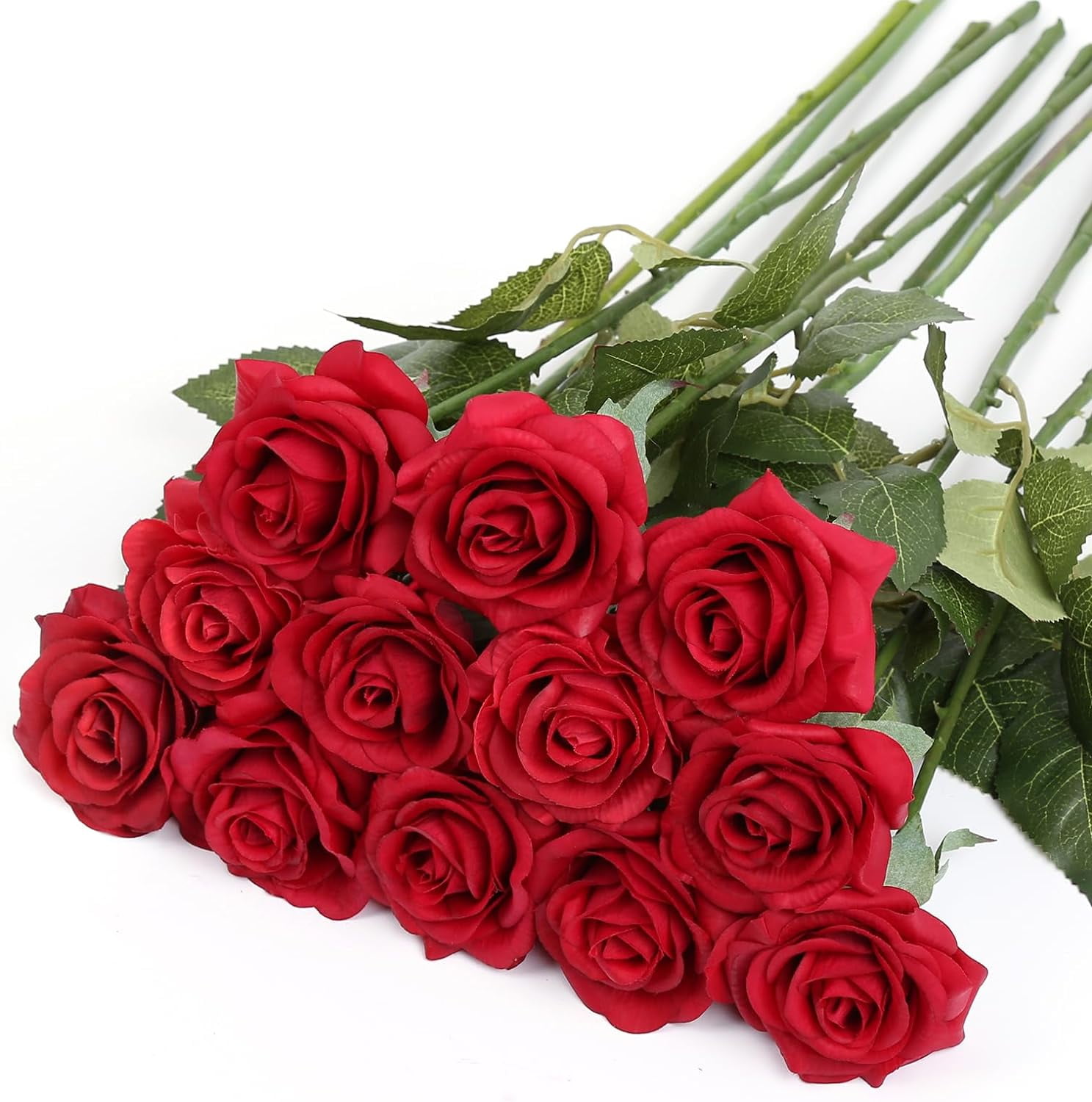 Red Roses Artificial Flowers for Decoration Red Fake Roses Long Stem ...