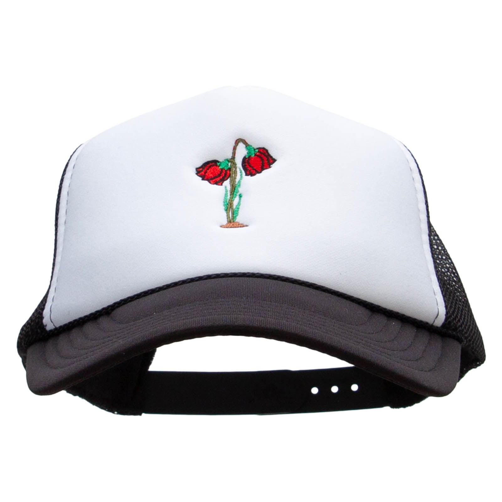 Red Roses Embroidered Foam Panel Mesh Snapback - Black White OSFM ...