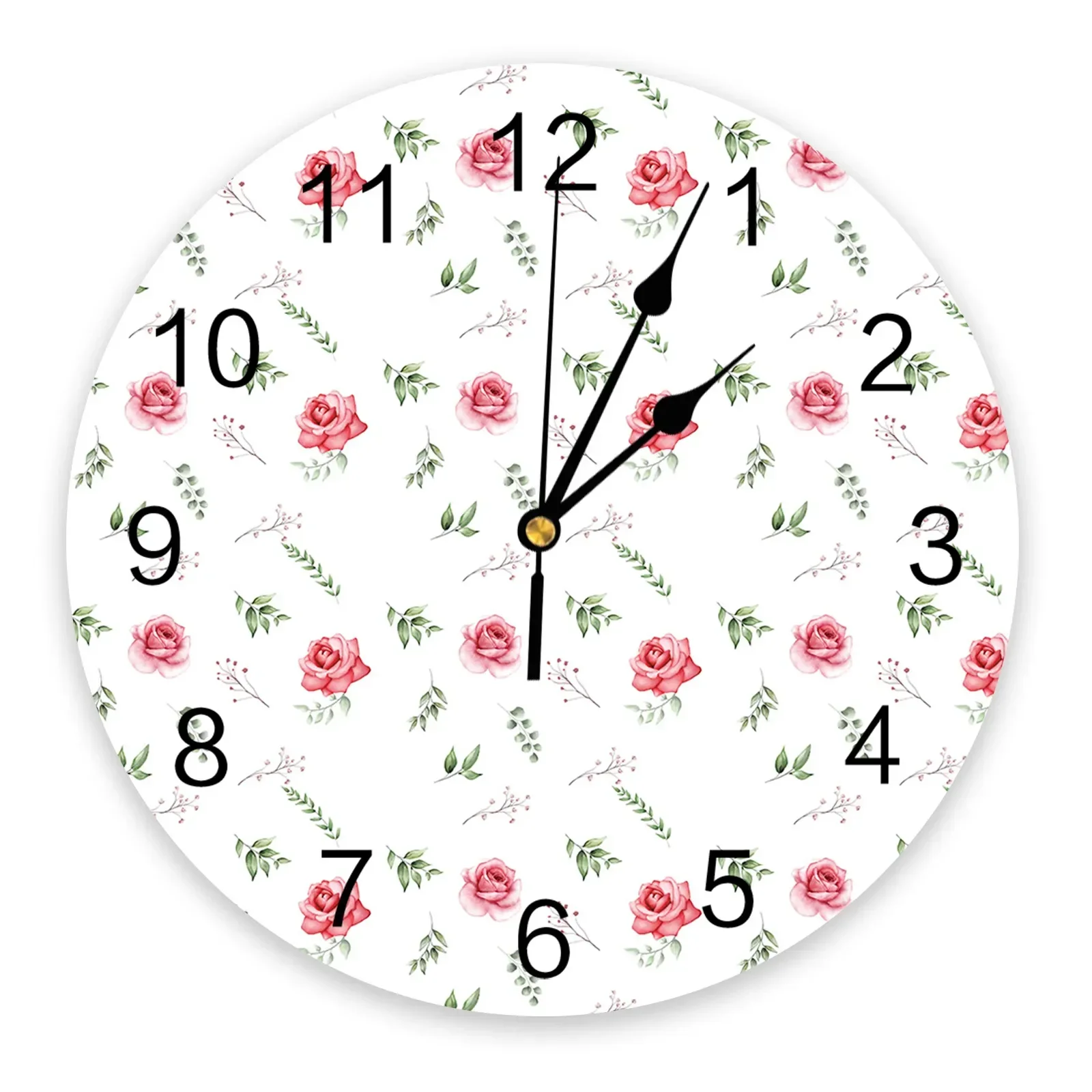 Red Roses Flower Modern Wall Clock For Home Office Wall Decoration ...