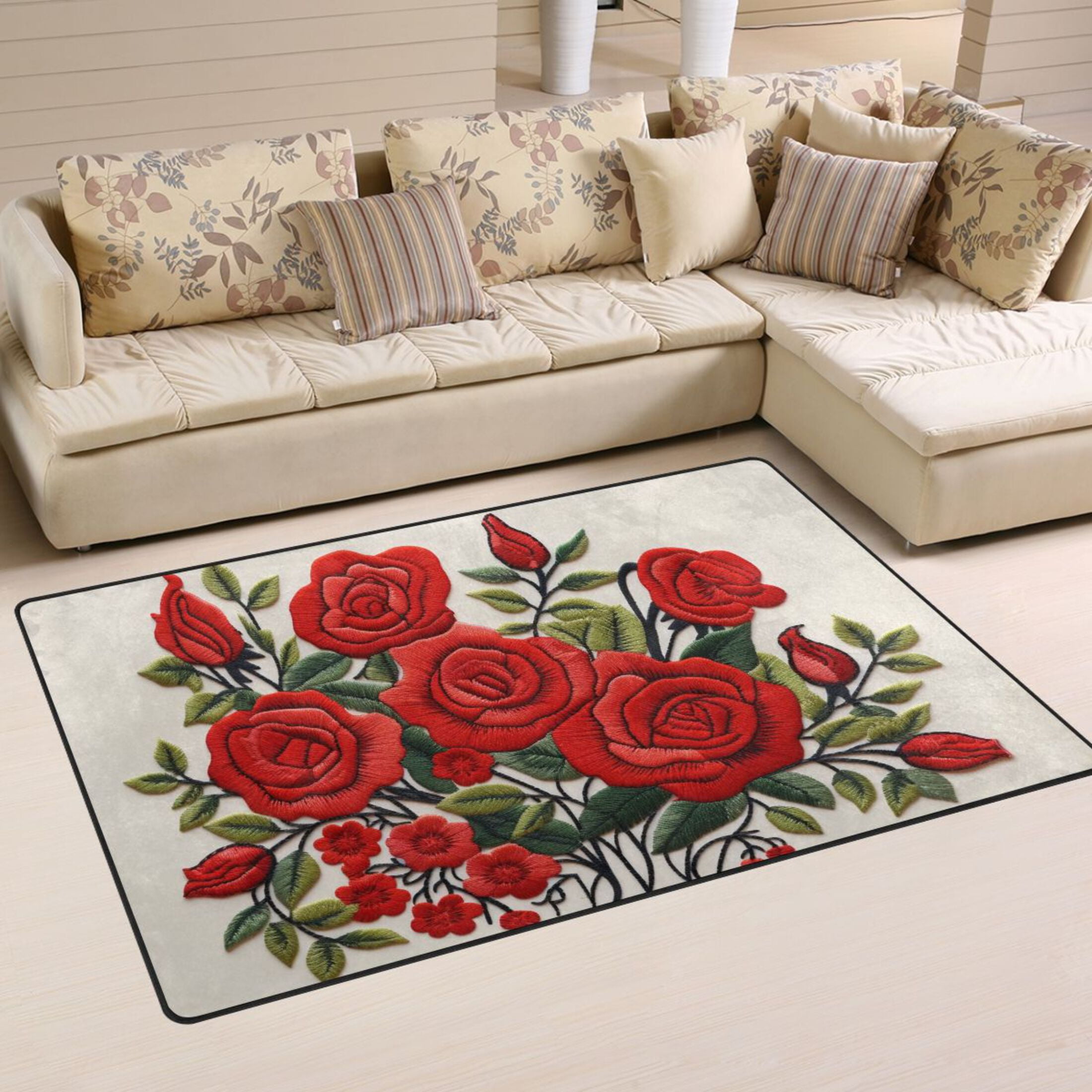 Red Roses Flowers Area Floor Mats Non-Slip Rugs Soft Doormat 31 x 20 ...