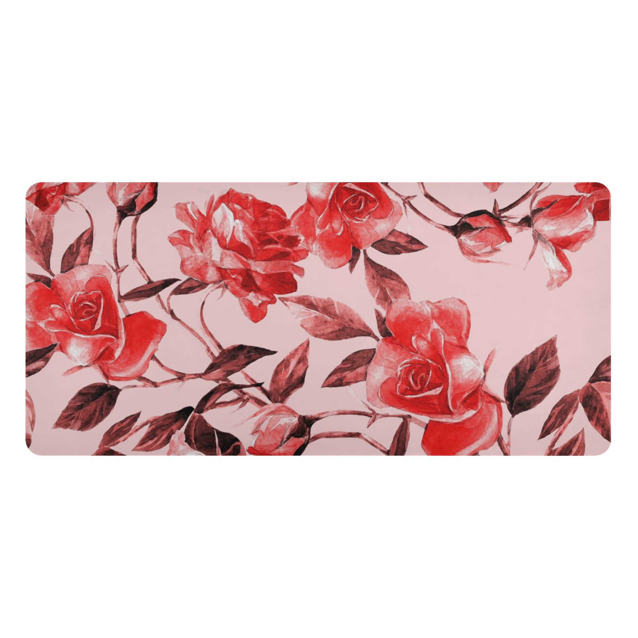 Red Roses Flowers Desk Mats Large Mouse Pad Long Keyboard Computer ...