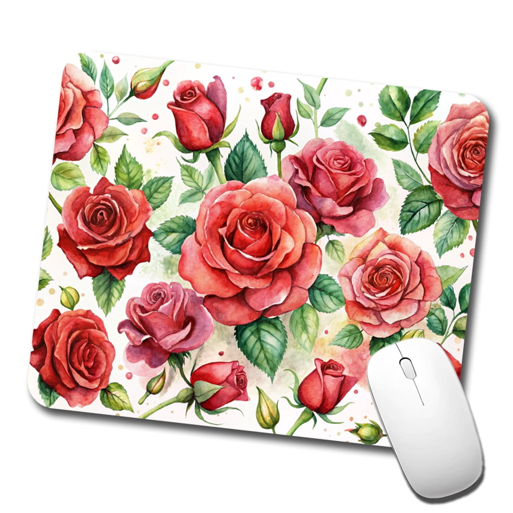 Red Roses Flowers Watercolor Mouse Pad Low Profile Gaming Mat - Walmart.com